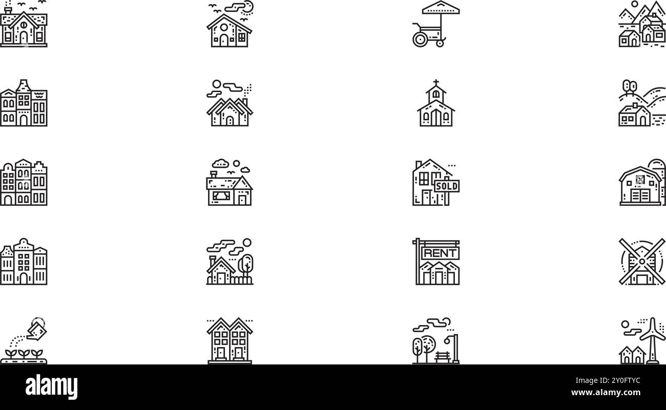 In the village icons High-Quality Vector Icons Collection with Editable ...
