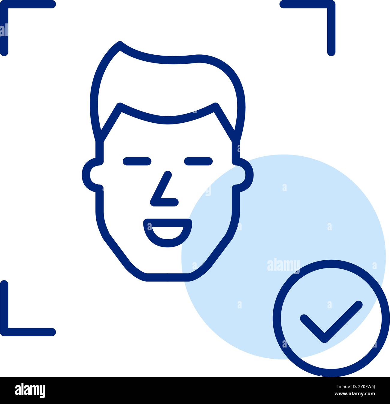 Man Face Scan And Checkmark Secure Login Biometric Id Verification Passed Pixel Perfect