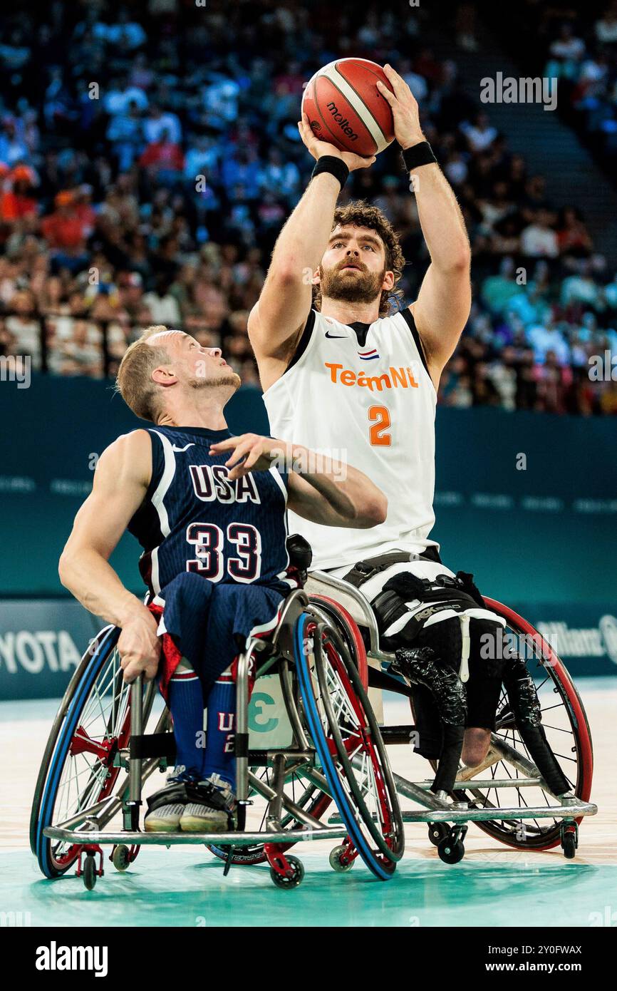 PARIS, FRANKREICH 31. August - Rollstuhlbasketball Niederlande - USA ...