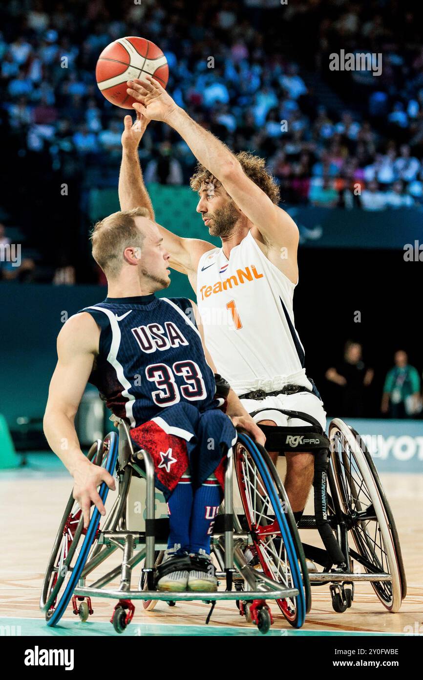 PARIS, FRANKREICH 31. August - Rollstuhlbasketball Niederlande - USA ...