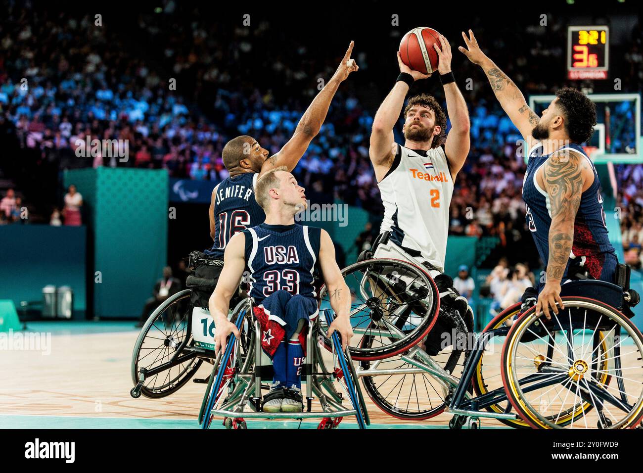 PARIS, FRANKREICH 31. August - Rollstuhlbasketball Niederlande - USA ...