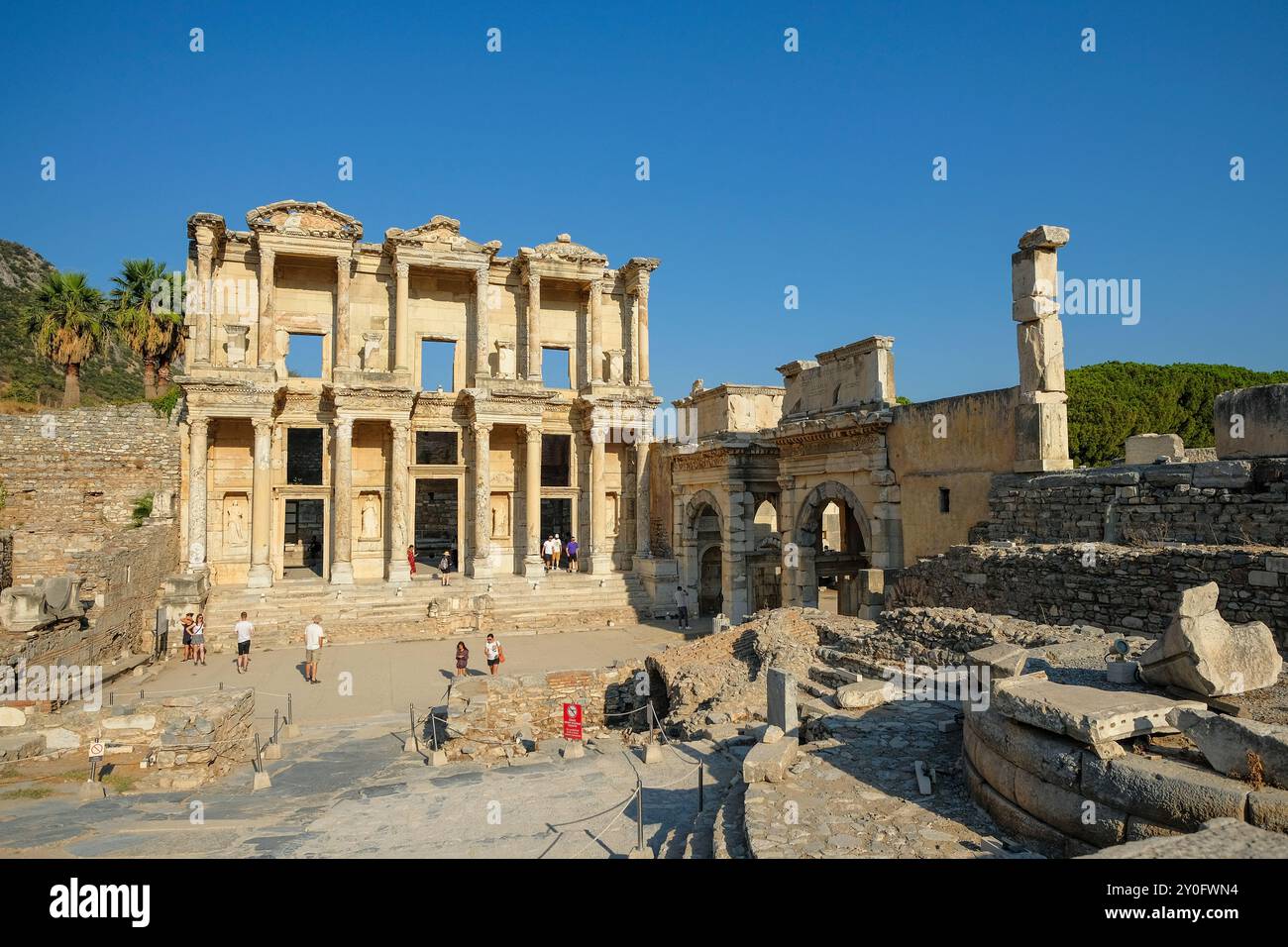 Selçuk, Turkey - August 30, 2024: Tourists visiting the Library of ...