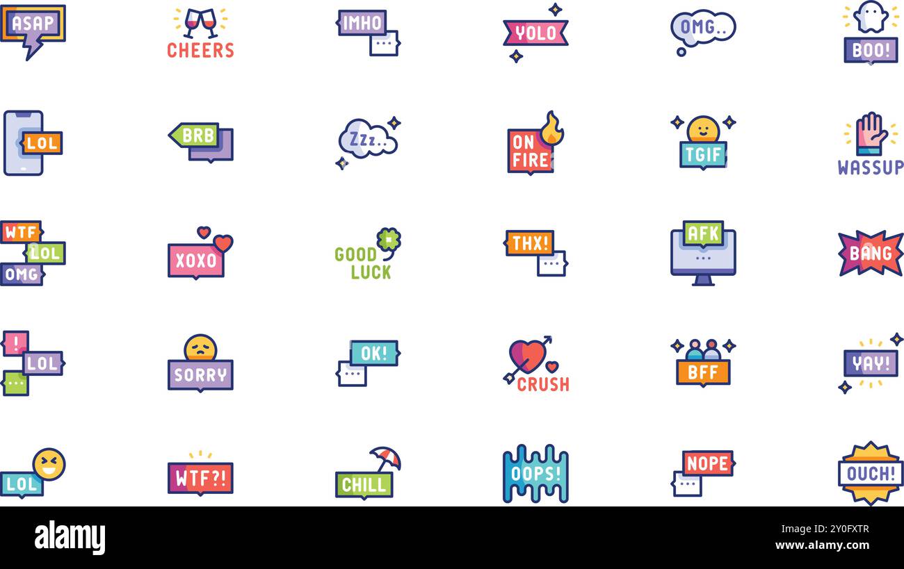 Social media slang icon pack High-Quality Vector Icons Collection with ...