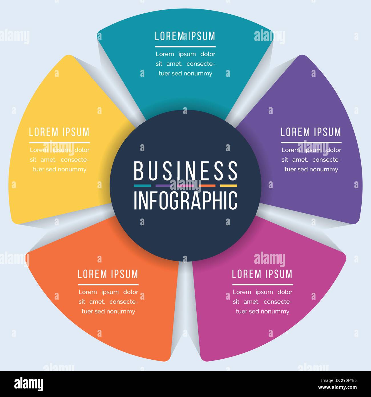 Circle Infographic design 5 steps, objects, elements or options ...