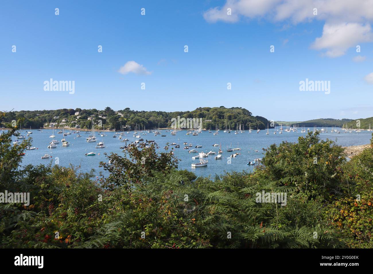 Helford River, Cornwall, UK pictured from the South West Coast Path ...