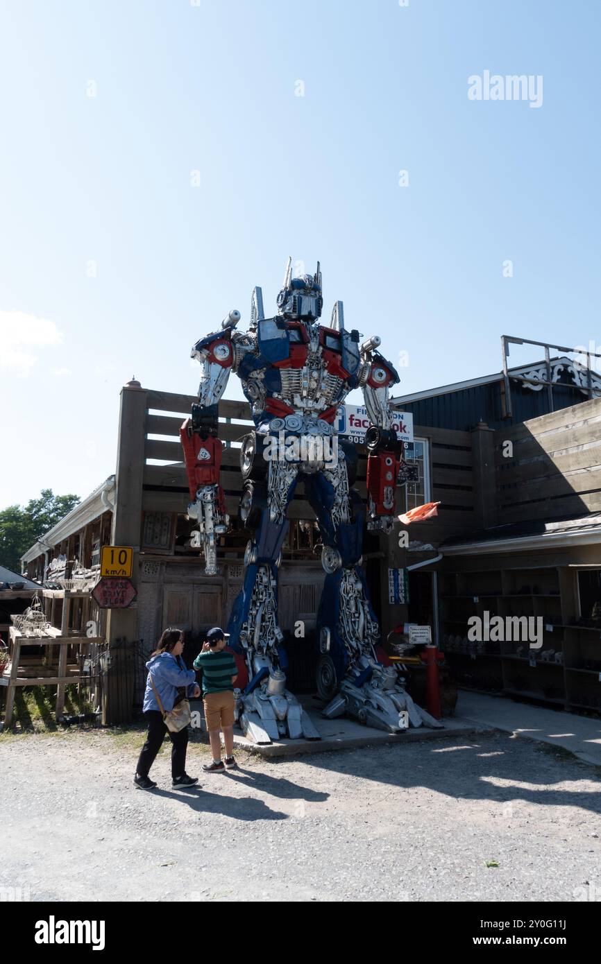 Giant Optimus Prime transformer sculpture constructed from metal and ...