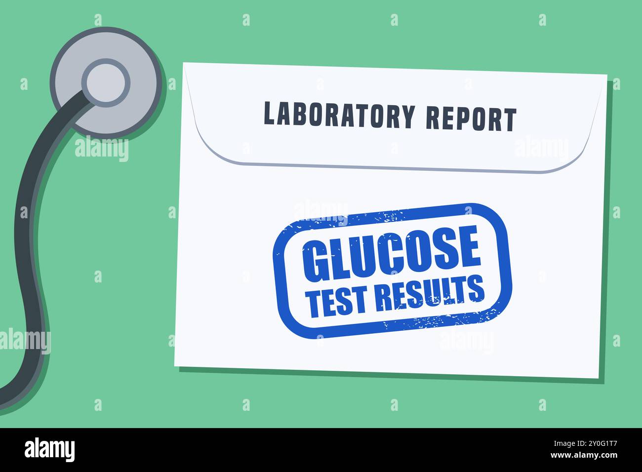 Glucose blood test results envelope. Medical laboratory report - vector ...