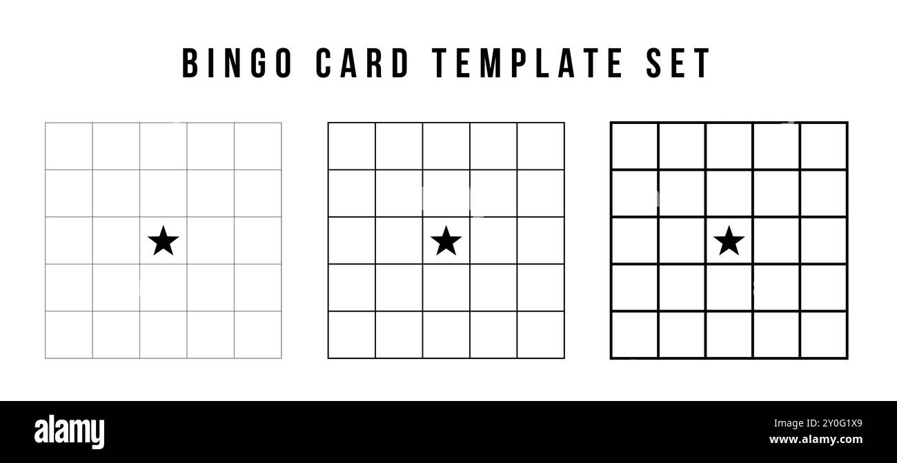 Simple bingo card grid template set. Vector illustration bingo card ...