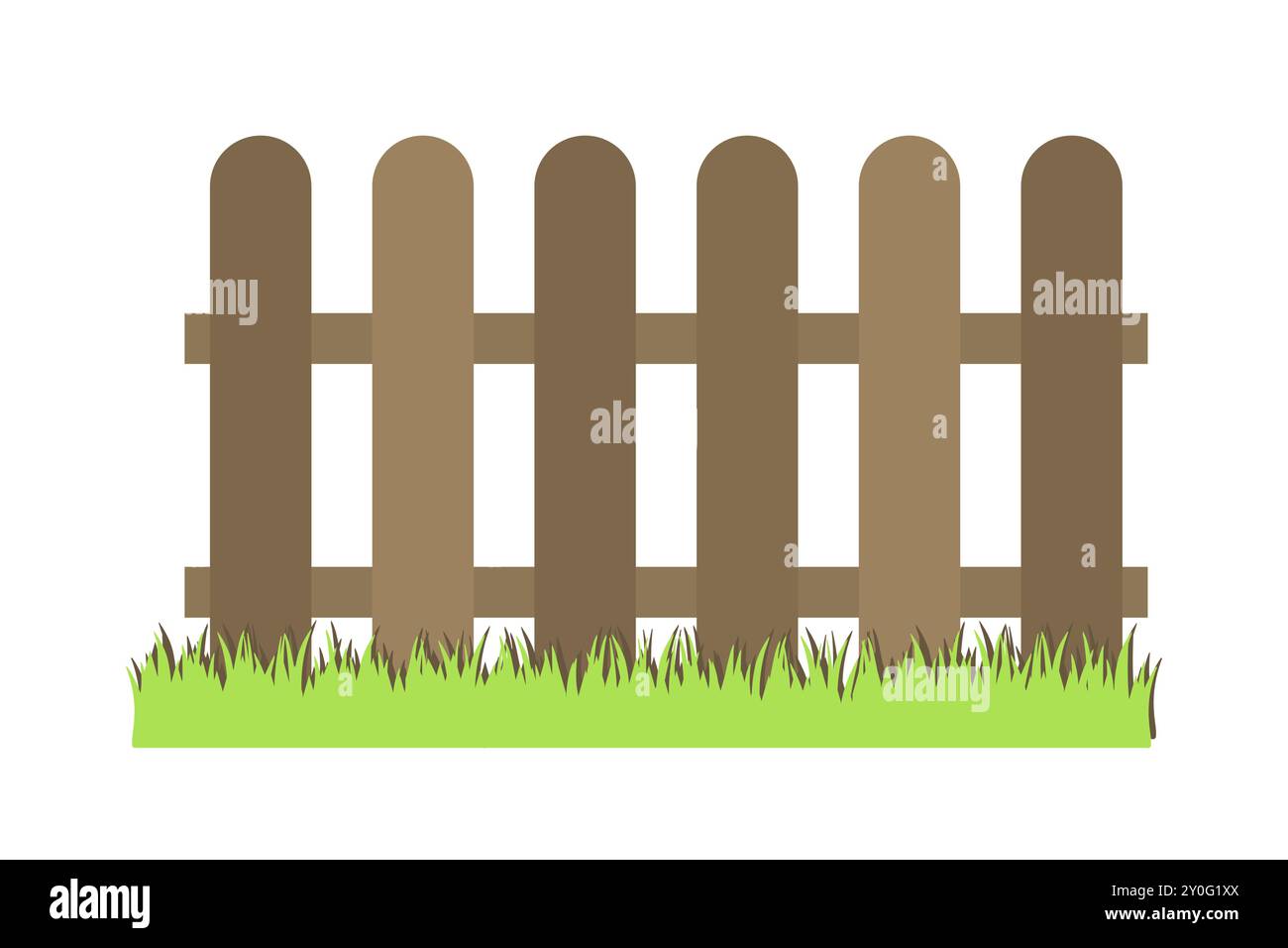 Wooden garden fence simple flat vector. Cartoon style picket fence ...
