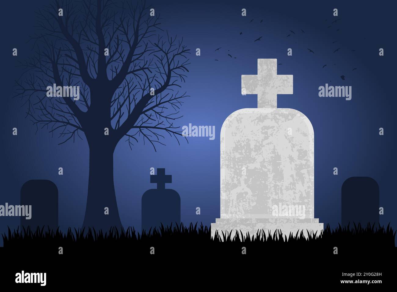 Blank tombstone illustration. Spooky vector cemetery with empty grave ...