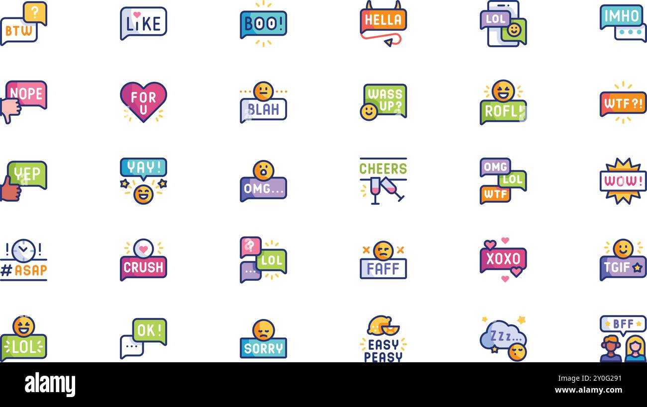 Social media slang icon pack High-Quality Vector Icons Collection with ...