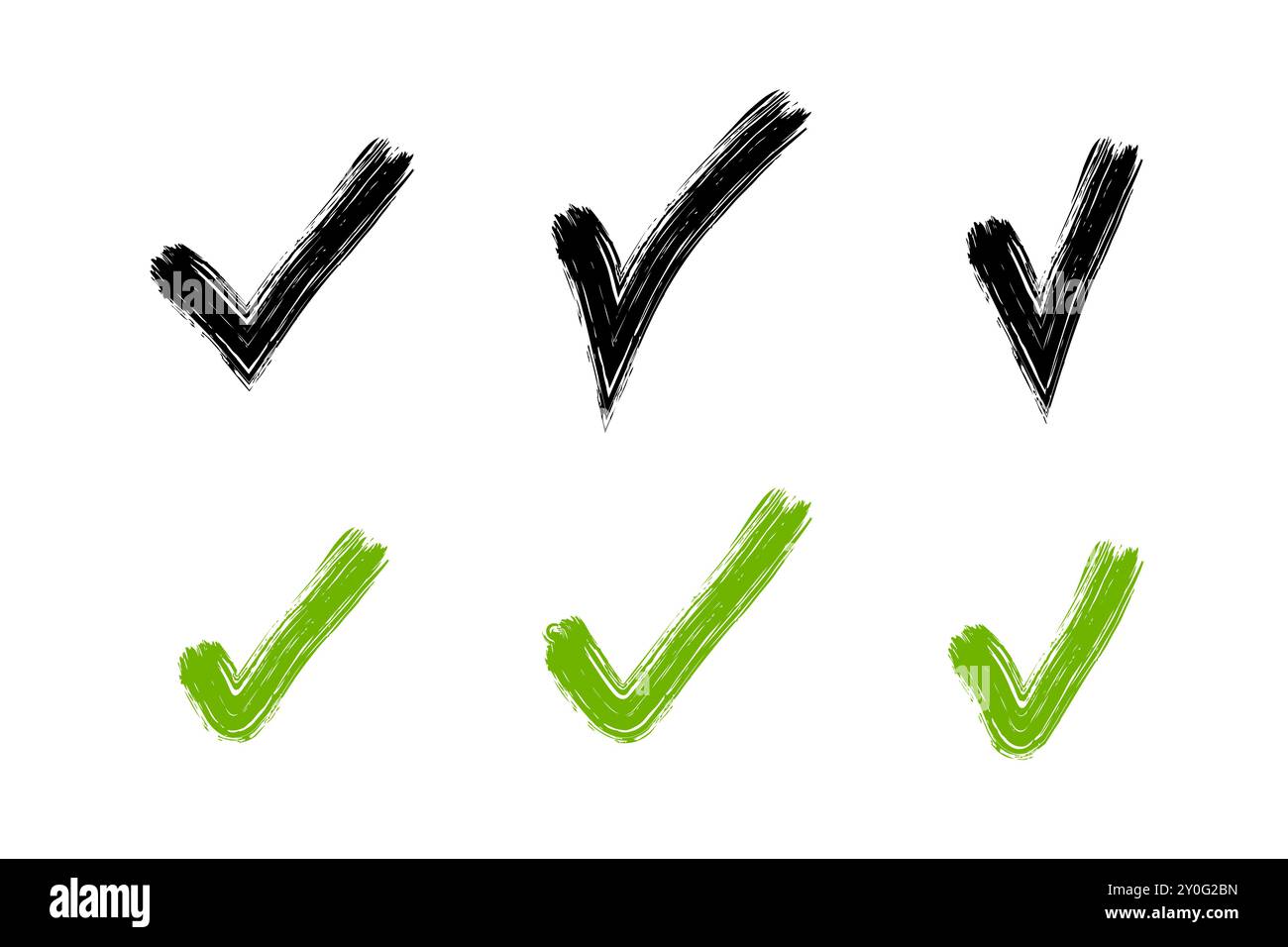 Grunge hand drawn tick mark collection. Check yes symbol vector ...