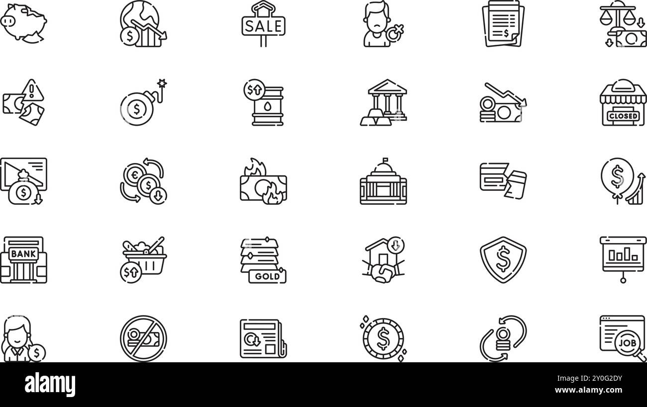 Economic crisis icons High-Quality Vector Icons Collection with ...