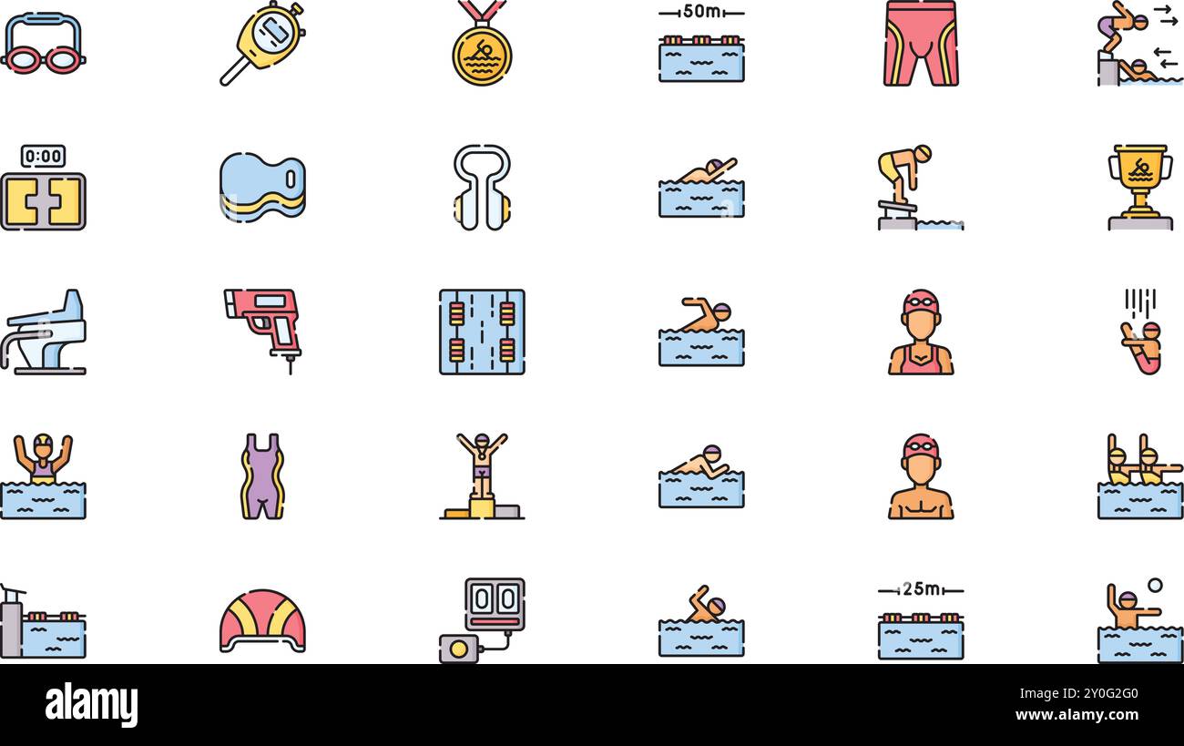 Swimming championship icons High-Quality Vector Icons Collection with ...