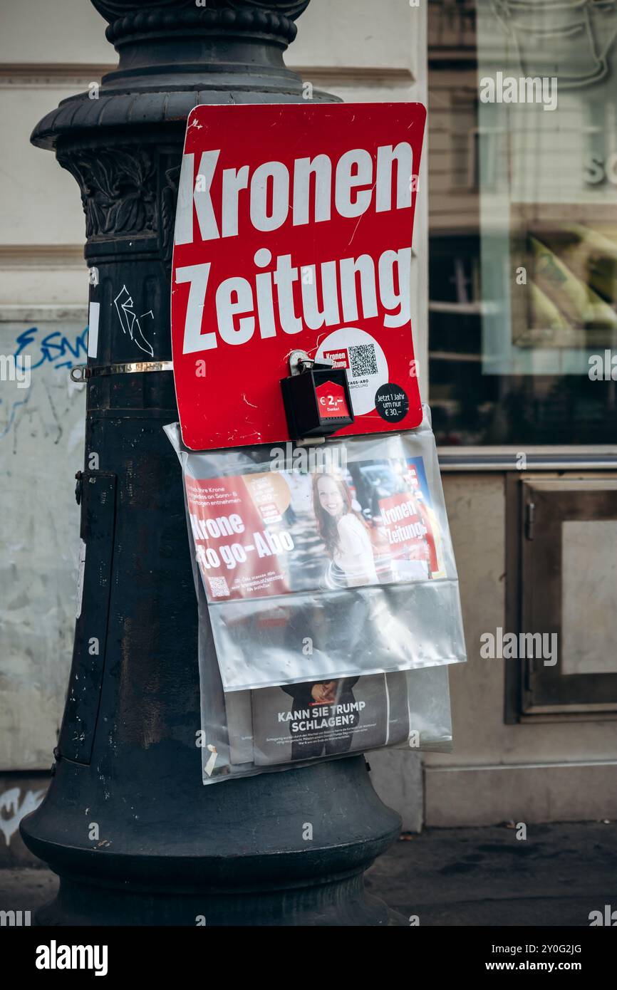 Vienna, Austria - August 5, 2024: A newspaper vending machine on the ...