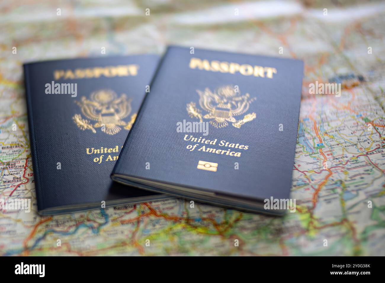 American Passports on Street Map Stock Photo - Alamy