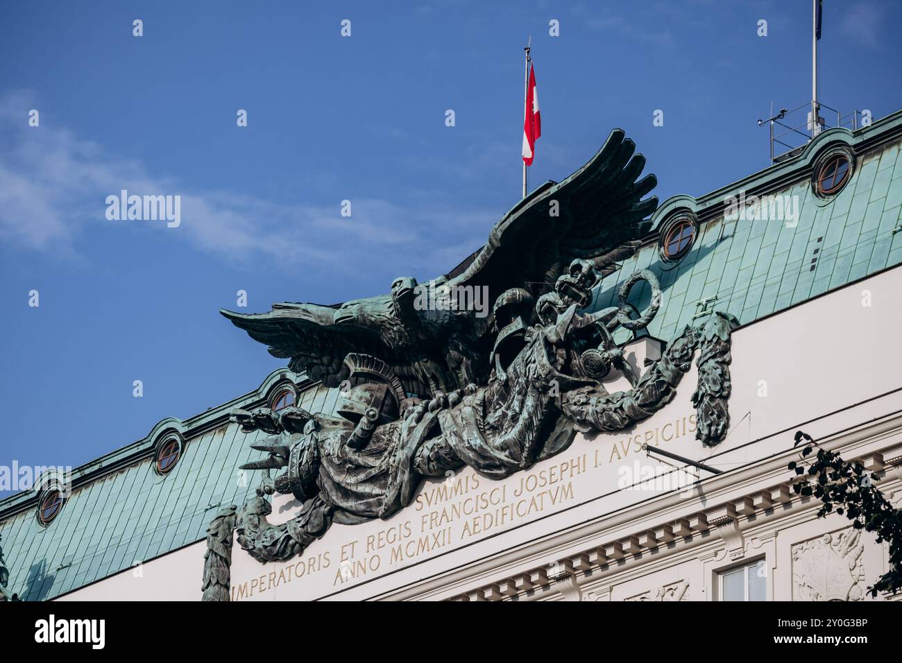 Vienna, Austria - August 5, 2024: Double-headed eagle on the facade of ...