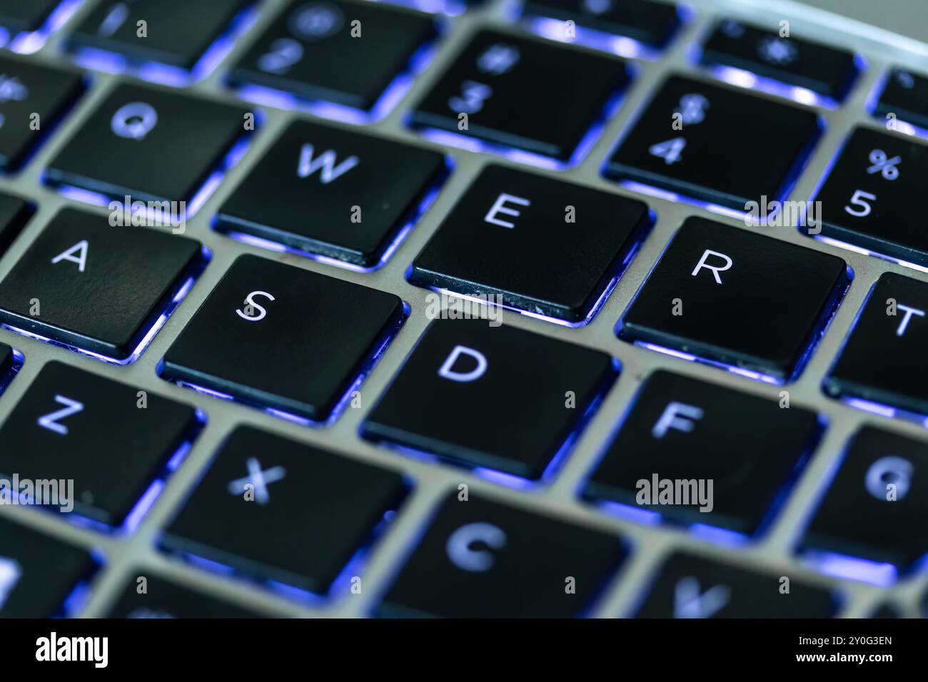 Closeup of a Backlit Laptop Keyboard Stock Photo - Alamy