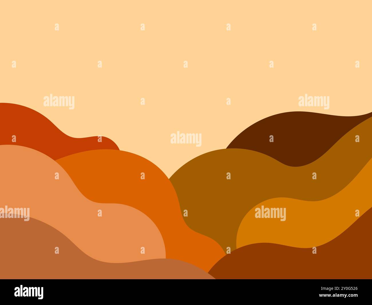 Mountain landscape in minimalist style. Panorama of wavy mountain peaks ...