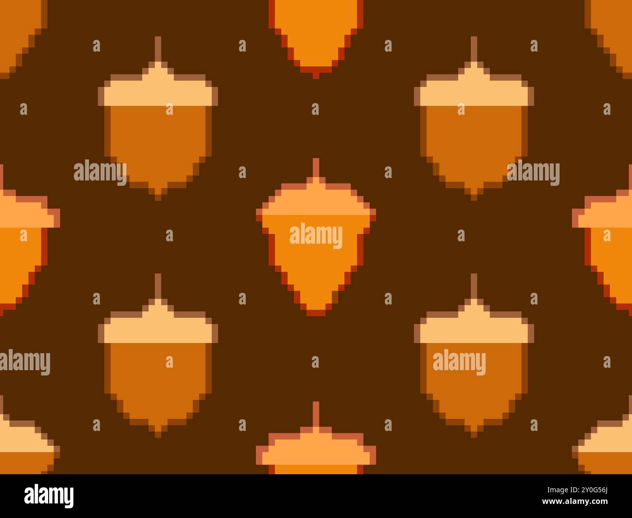 Acorns seamless pattern in pixel art style. 8-bit acorn in pixel style ...