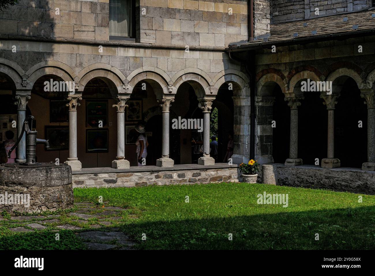 In the cloister walk at Abbazia di Piona (Piona Abbey), Colico ...