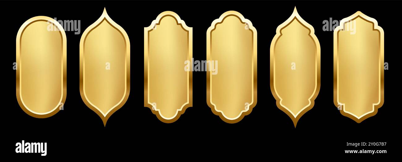 Islam mosque windows and arches vector illustration set. Abstract ...