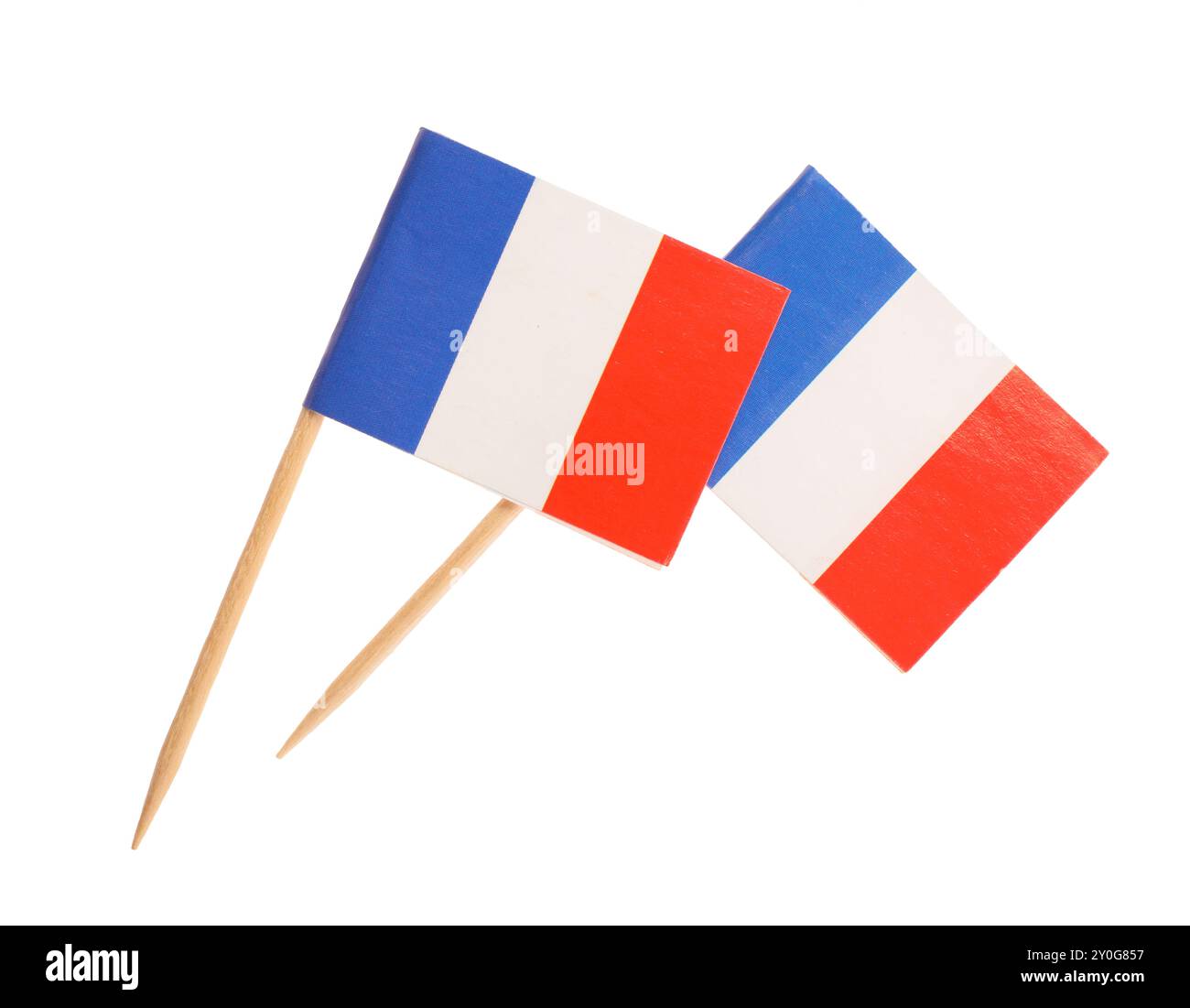 Small paper flags of France isolated on white Stock Photo - Alamy