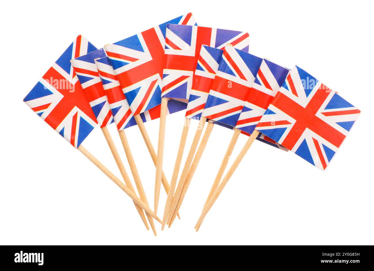 Small paper flags of United Kingdom isolated on white Stock Photo - Alamy