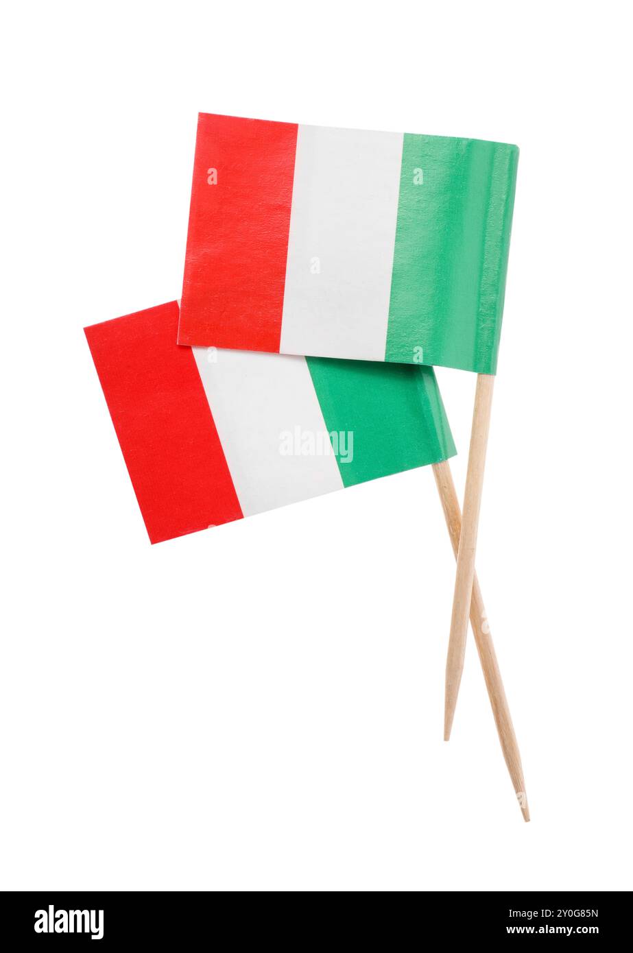 Small paper flags of Italy isolated on white Stock Photo - Alamy