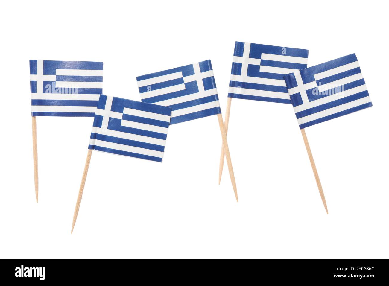 Small paper flags of Greece isolated on white Stock Photo - Alamy