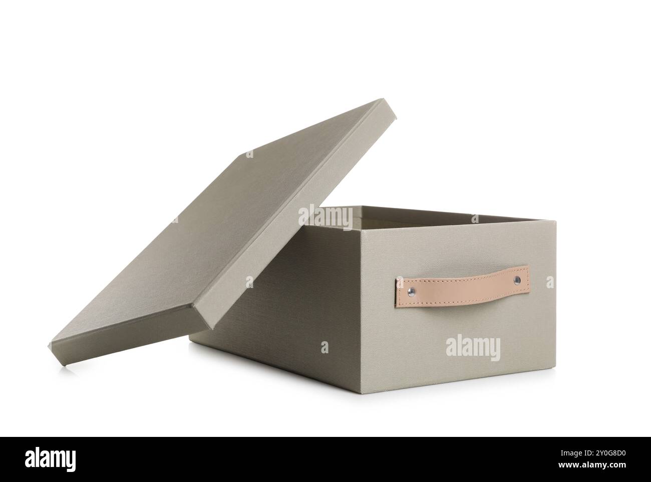 One gray box with lid isolated on white Stock Photo - Alamy