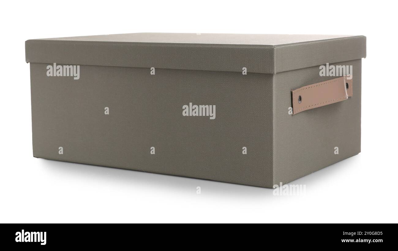 One gray box with lid isolated on white Stock Photo - Alamy