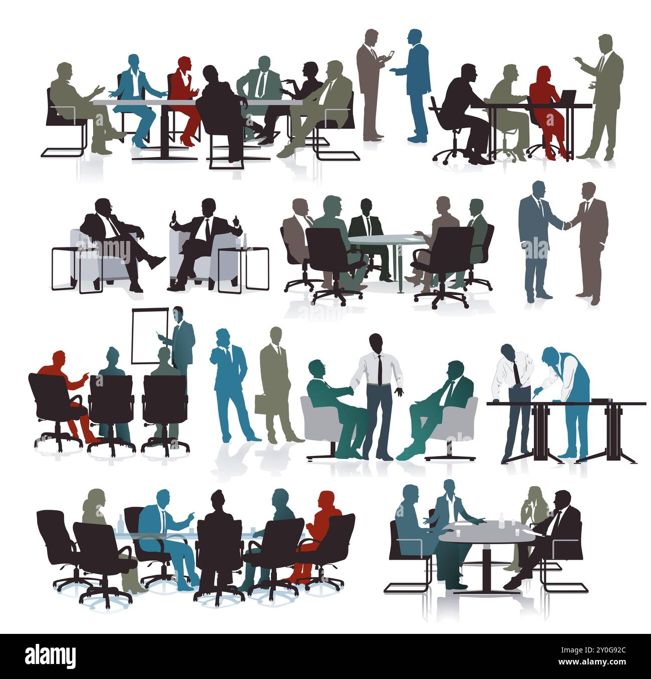 Working groups of people at the meeting. illustration Stock Photo - Alamy