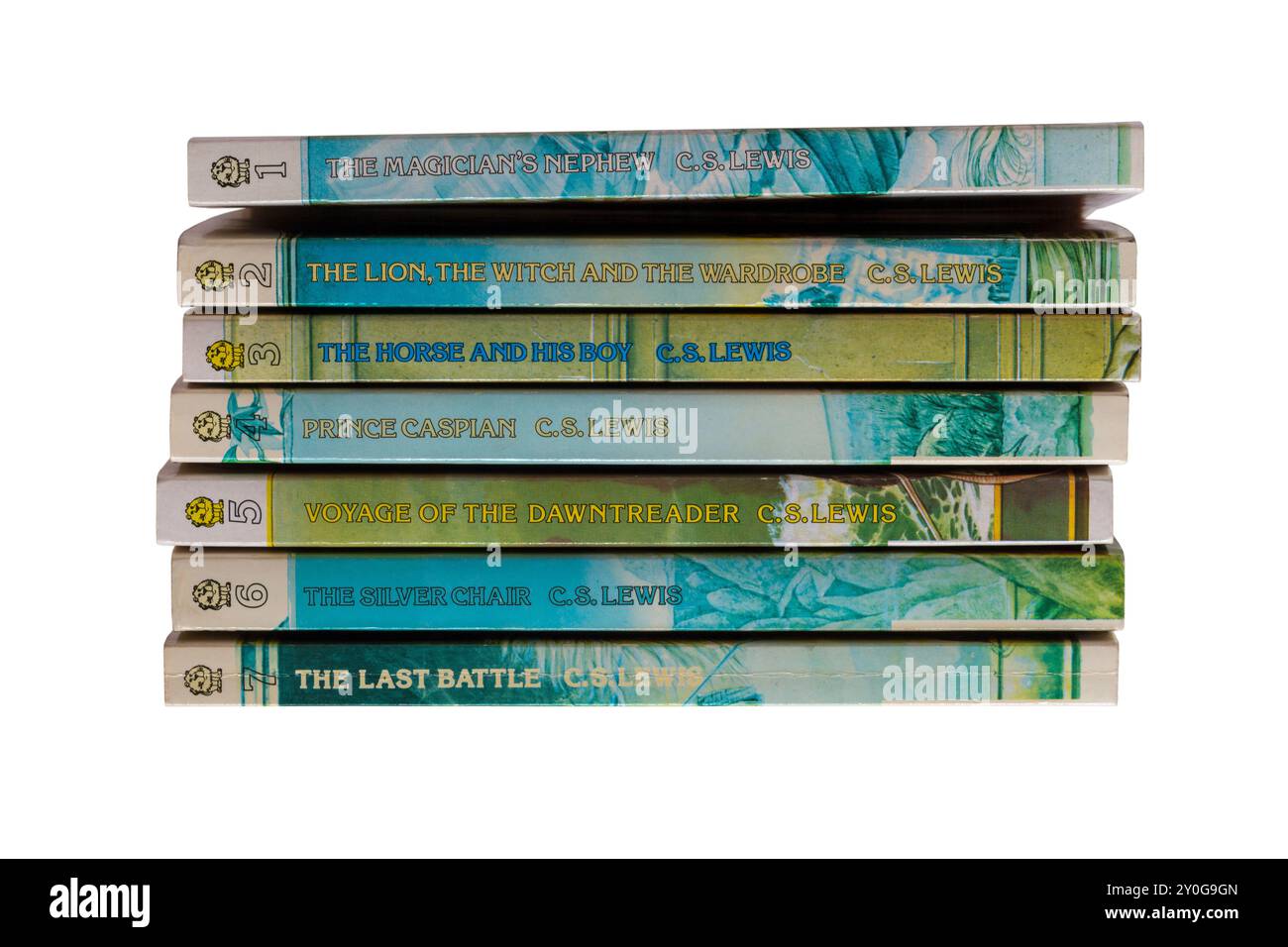 Pile of C.S. Lewis childrens books isolated on white background - The ...