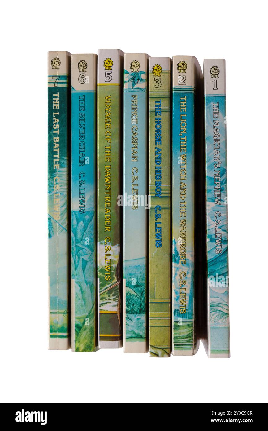Pile of C.S. Lewis childrens books isolated on white background - The ...