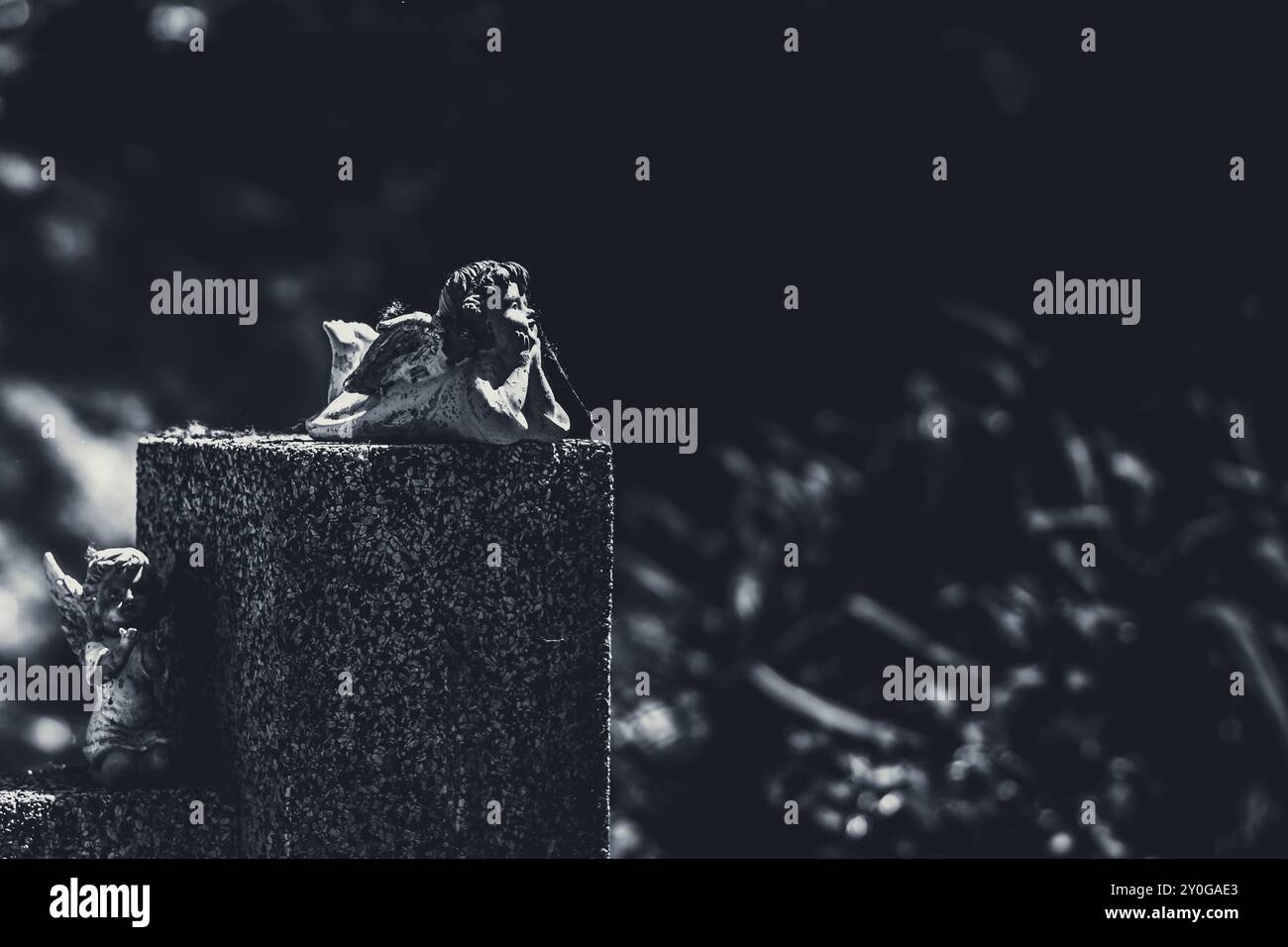 sleeping angel status , monochrome image Stock Photo - Alamy