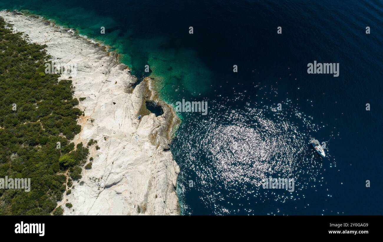Aerial view of Dragon's eye, natural phenomenon, Dugi otok island ...