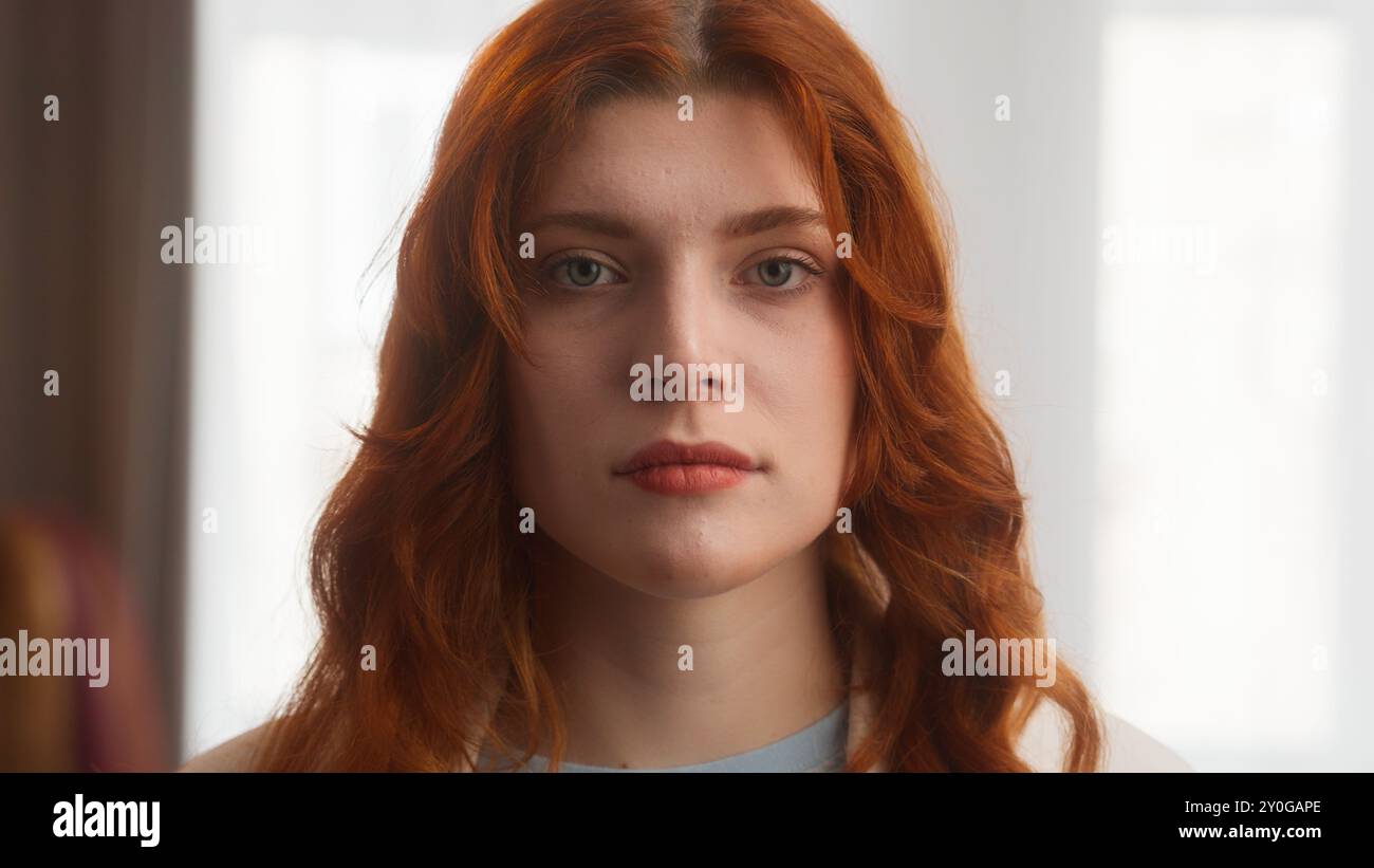 Frustrated Caucasian woman sad female disappointed girl portrait posing ...