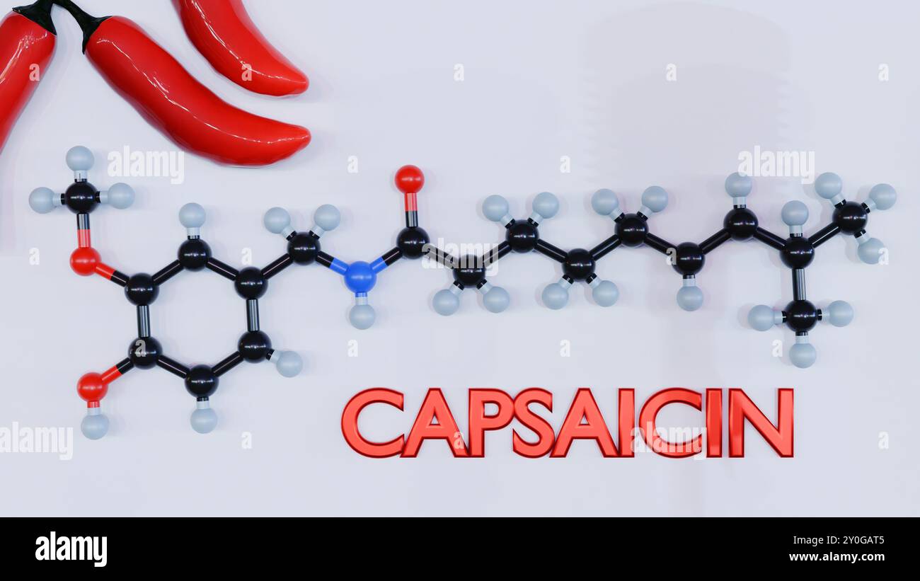A 3D rendering of red chili showcase the molecular structure of ...