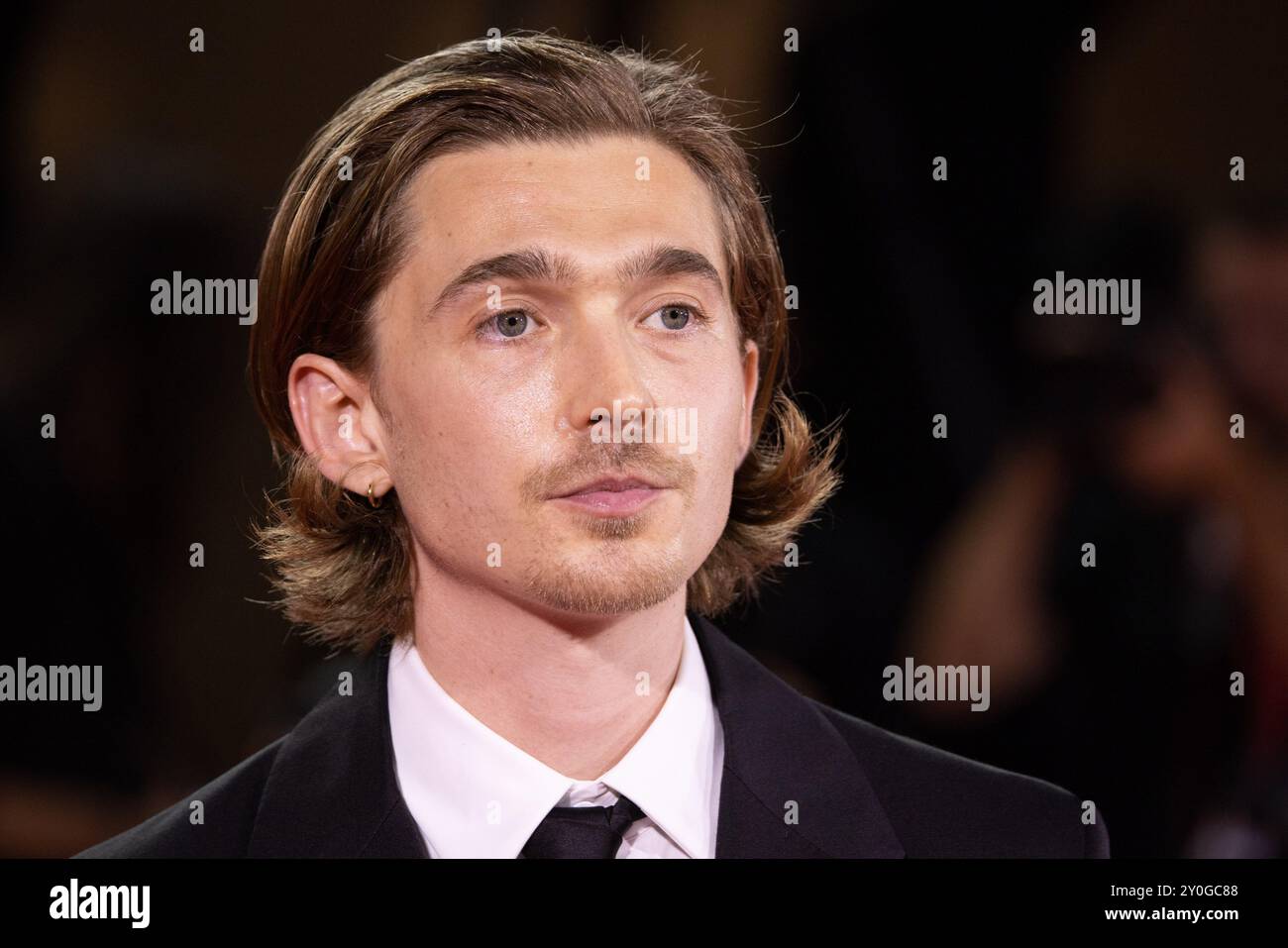 Austin Abrams attends the "Wolfs" red carpet during the 81st Venice ...
