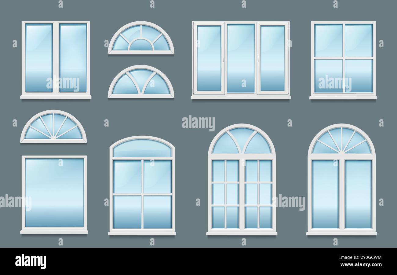 Window frame. Glass house building. Home or office exterior view ...