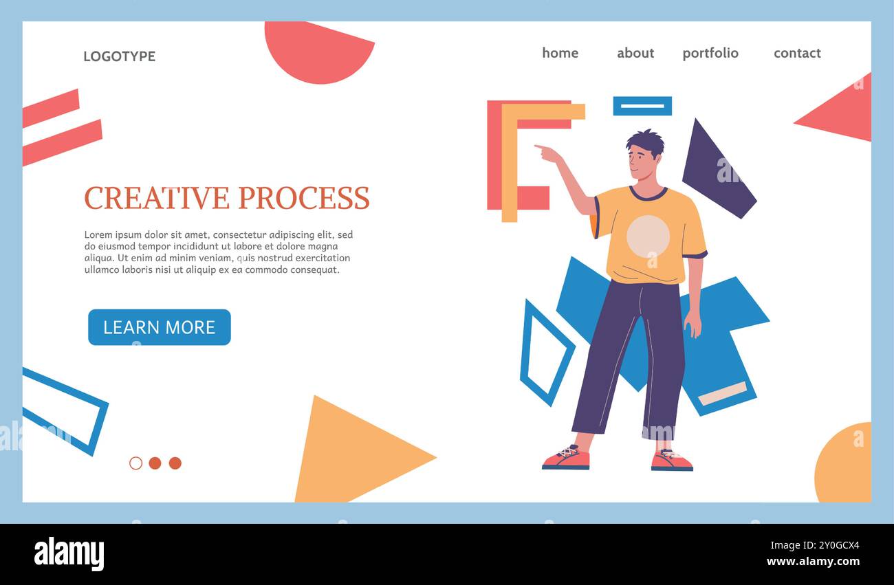 Creative process landing page. Business work brainstorm. Businessman ...