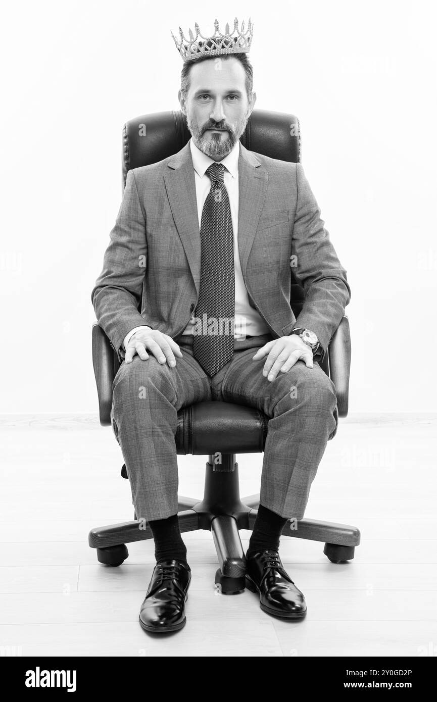 leadership concept. business leader man in crown. big boss. business ...