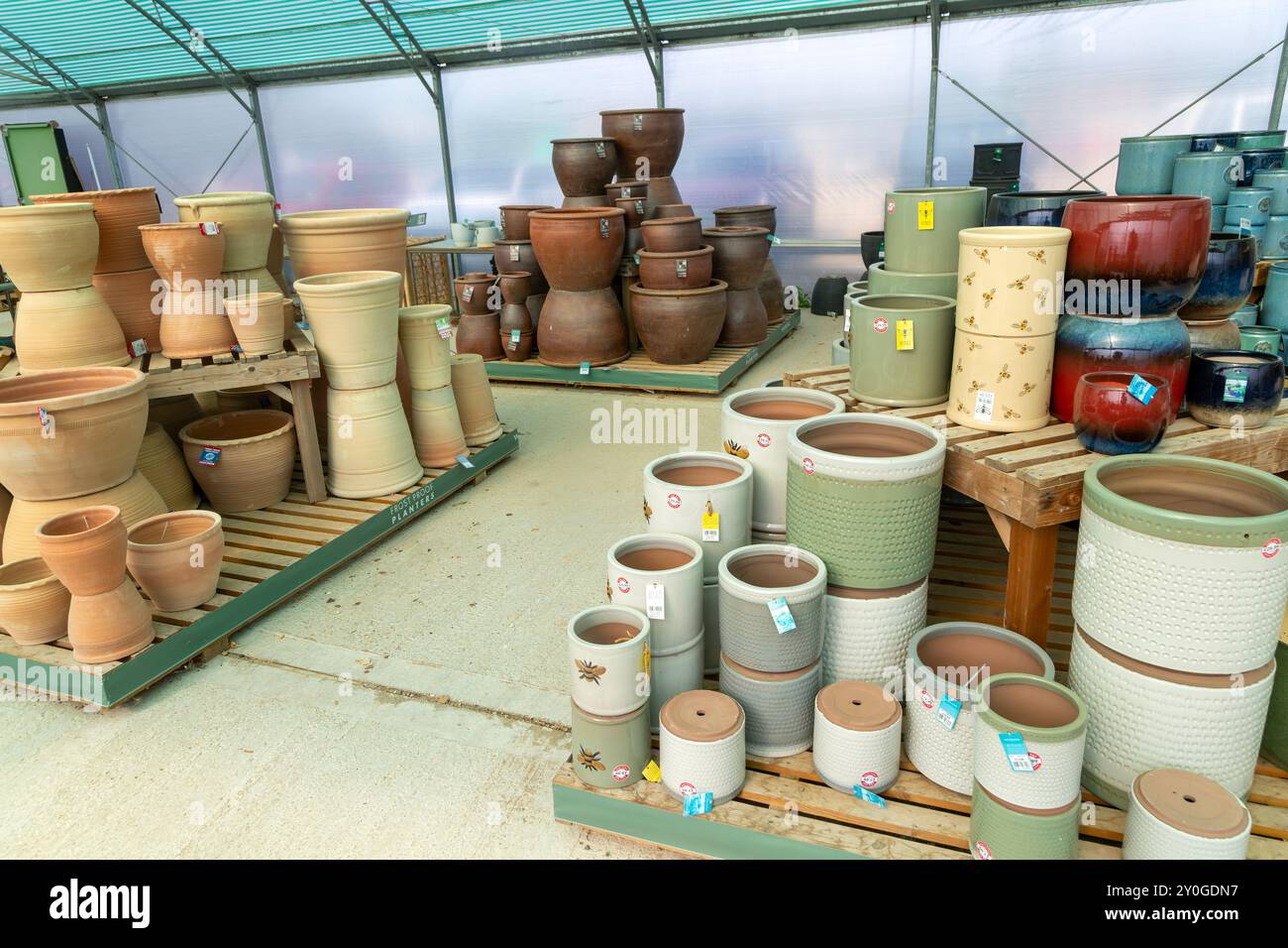 Variety of planter pots on display at Swanns Nursery garden centre ...