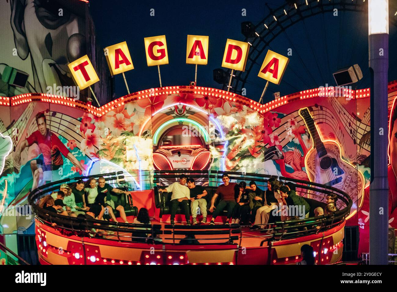 Vienna, Austria - August 5, 2024: Tagada amusement ride at the historic ...
