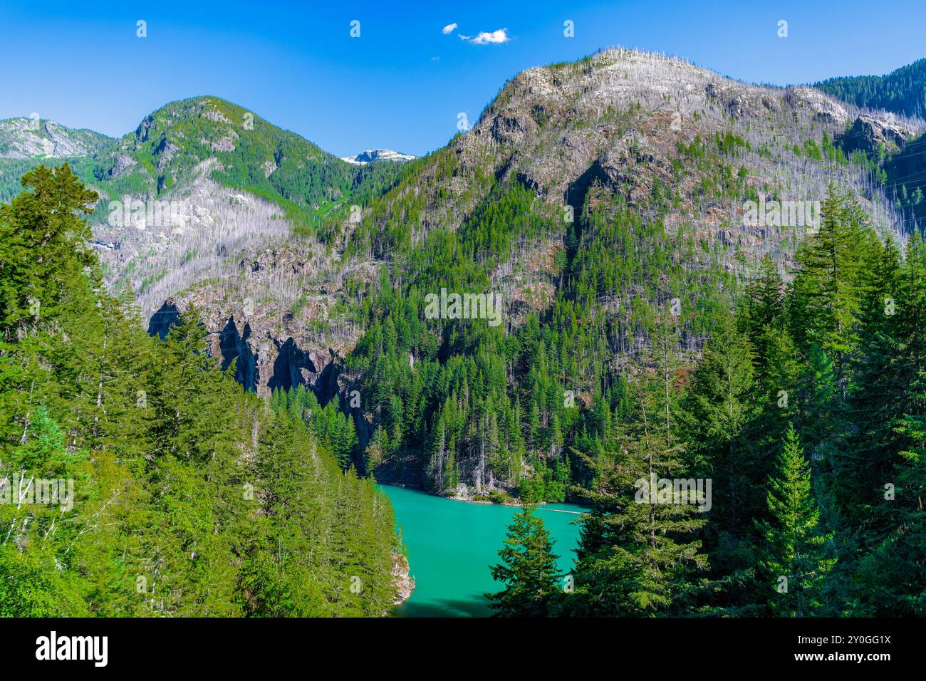 Diablo lake with mountain landscape. Landscape of mountain peak and ...