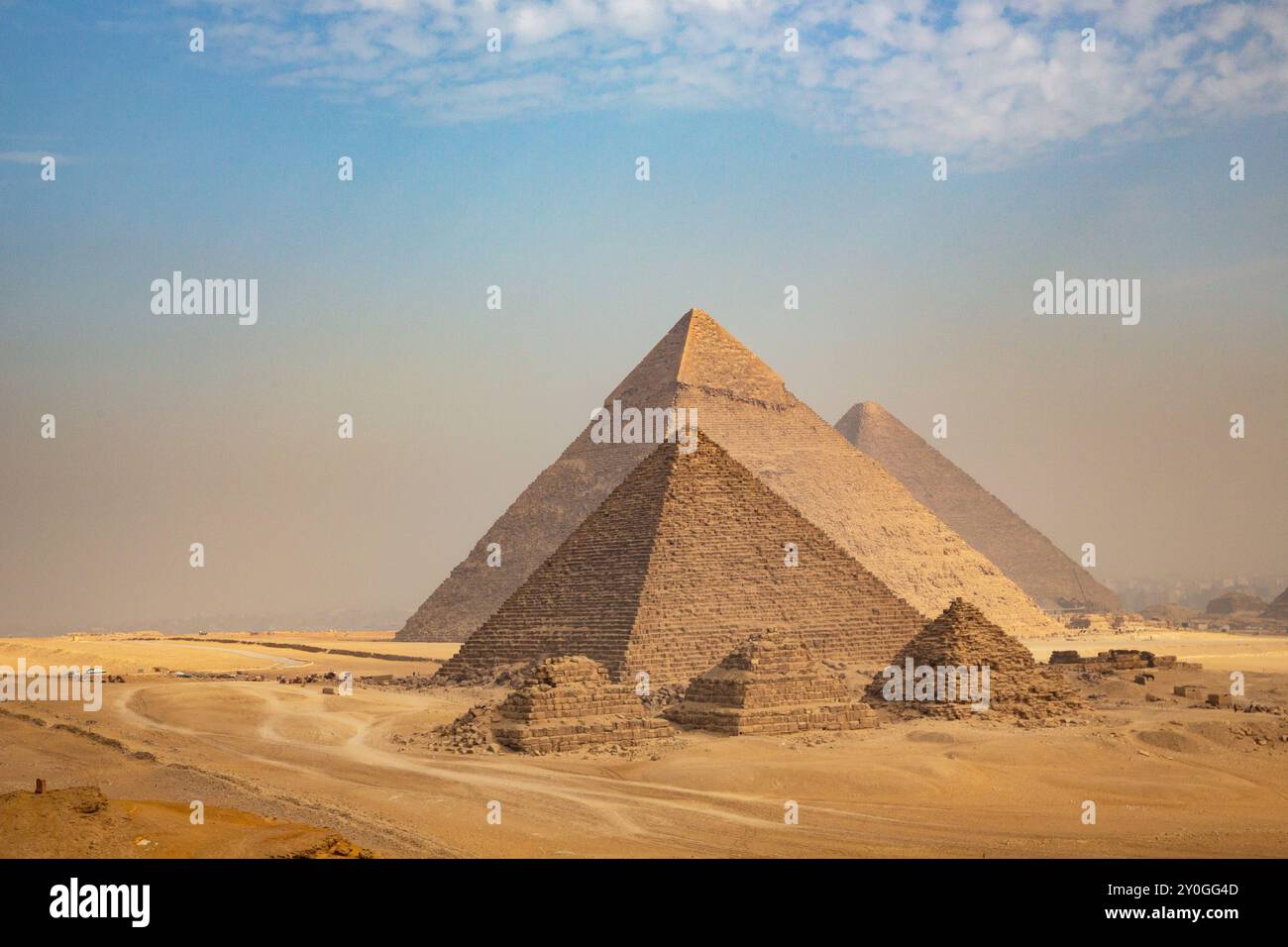 Egypt. Cairo - Giza. General view of pyramids from the Giza Plateau ...