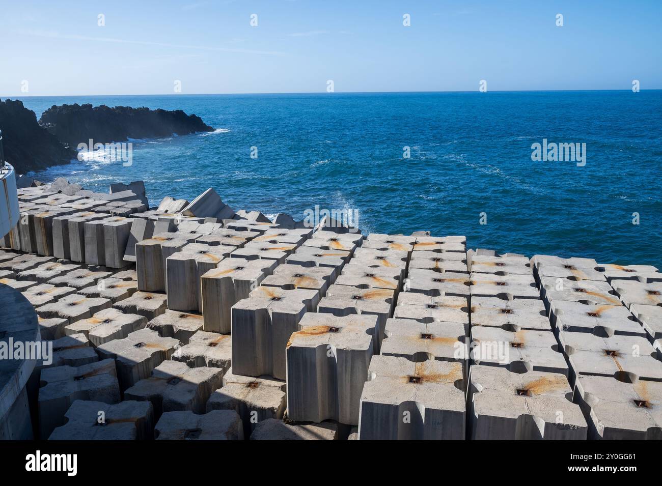 Funchal Madeira Island large concrete boulders and blocks protecting ...