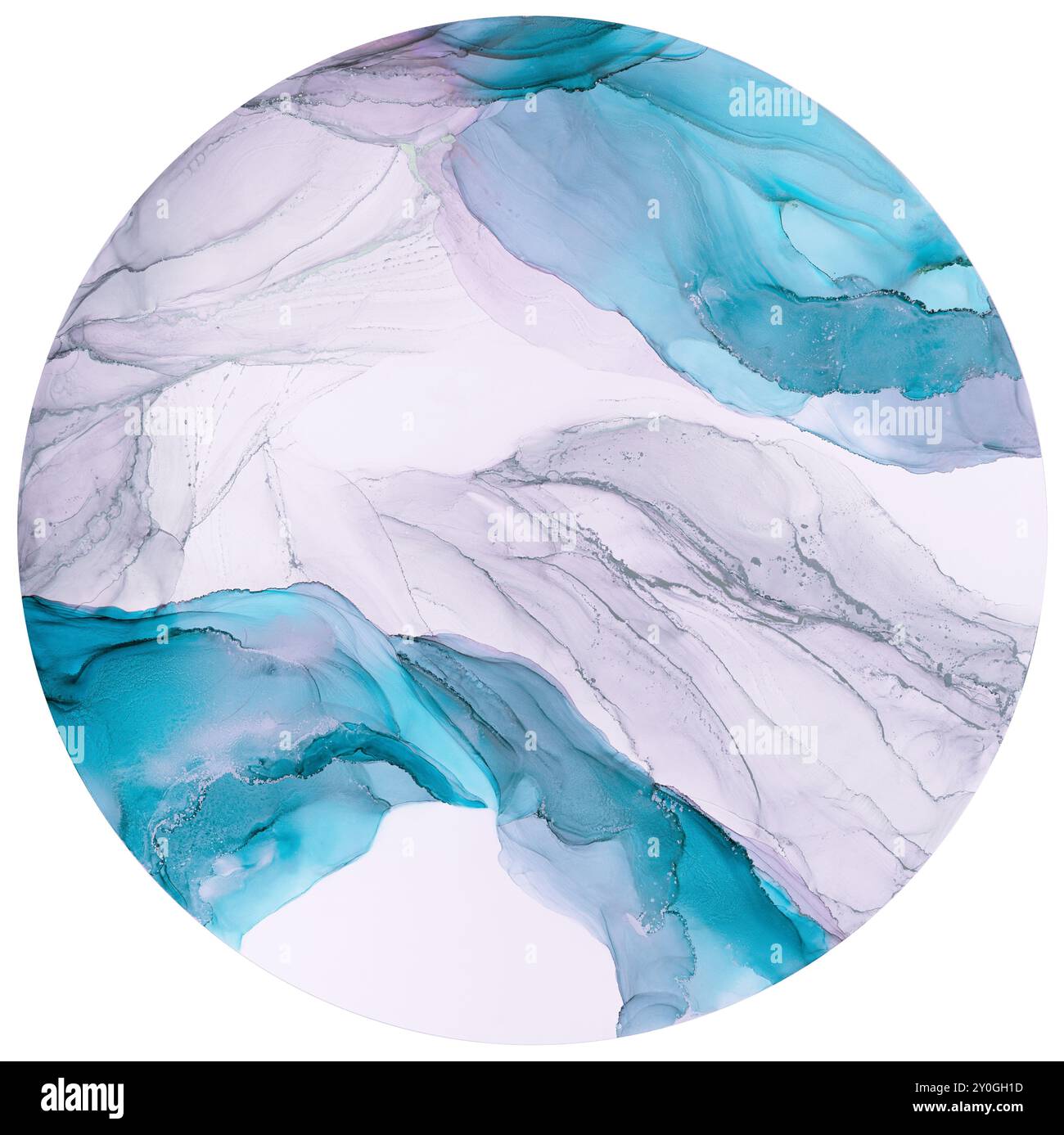 Colorful abstract circular design featuring teal and purple hues with ...