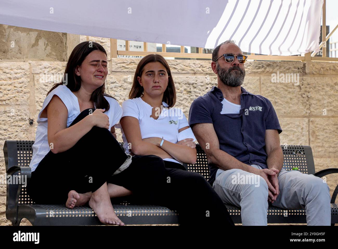 Jerusalem, Israel. 02nd Sep, 2024. Jonathan Polin (R), father of killed ...